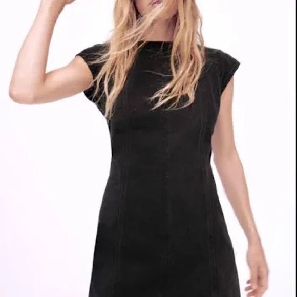 Zara | Dresses | Nwt Zara Black Denim Mini Dress | Poshmark